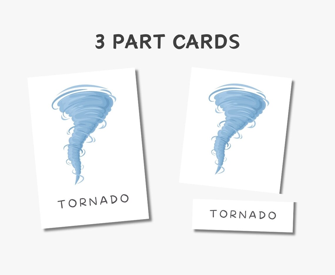 16 Weather Cards, Montessori Flashcards, Pre-school Cards, Learning ...