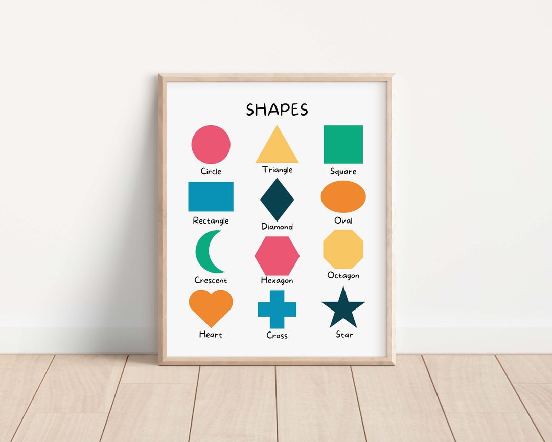 Rainbow Shapes Print, Geometric Shapes, Montessori Nursery Poster ...