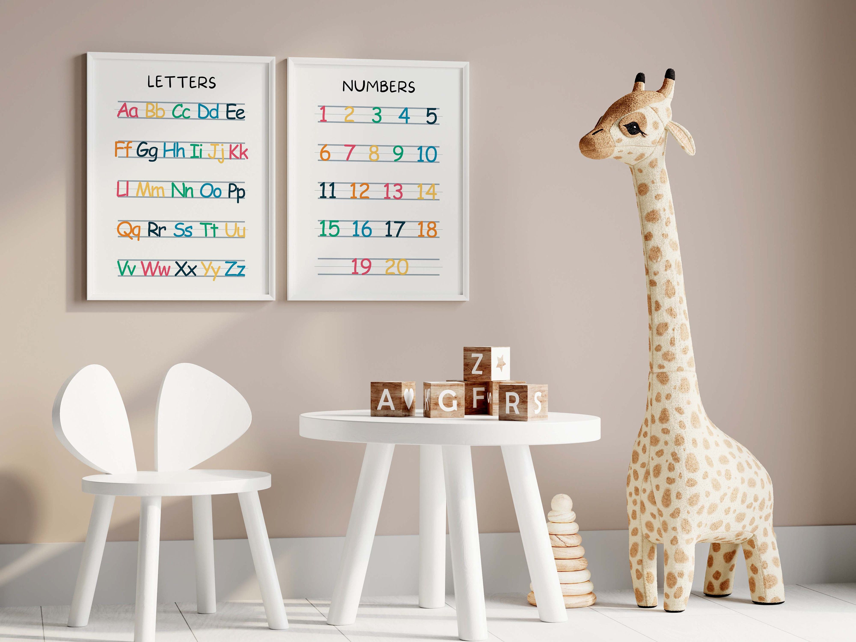 Cartel del alfabeto, cartel de números, impresiones de aprendizaje ABC ...