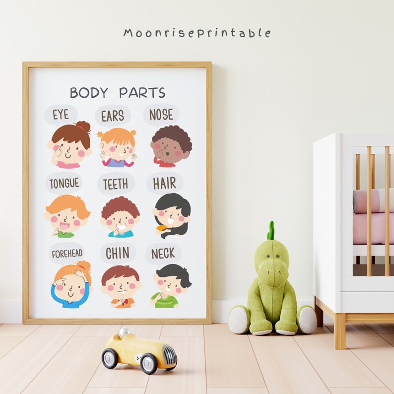 Body Parts Poster, Kids Wall Decor, Educational Print, Body Parts ...