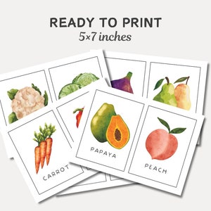 30 Fruits and Vegetables Cards,printable Flash Cards, Preschool ...