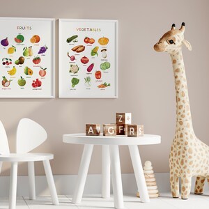 Set of 6 Educational Posters, Fruits Vegetables Posters, Animals ...
