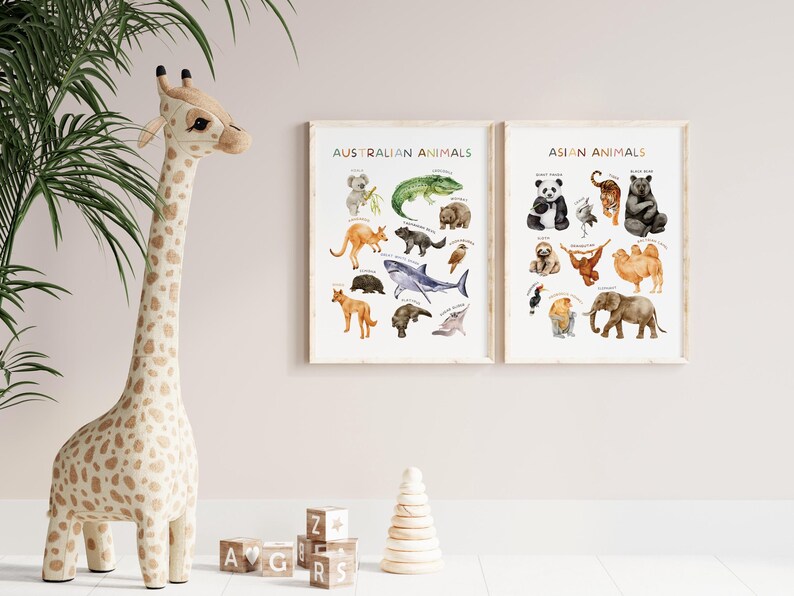 Set of 9 Educational Posters, Farm Animals Poster, Nursery Classroom ...