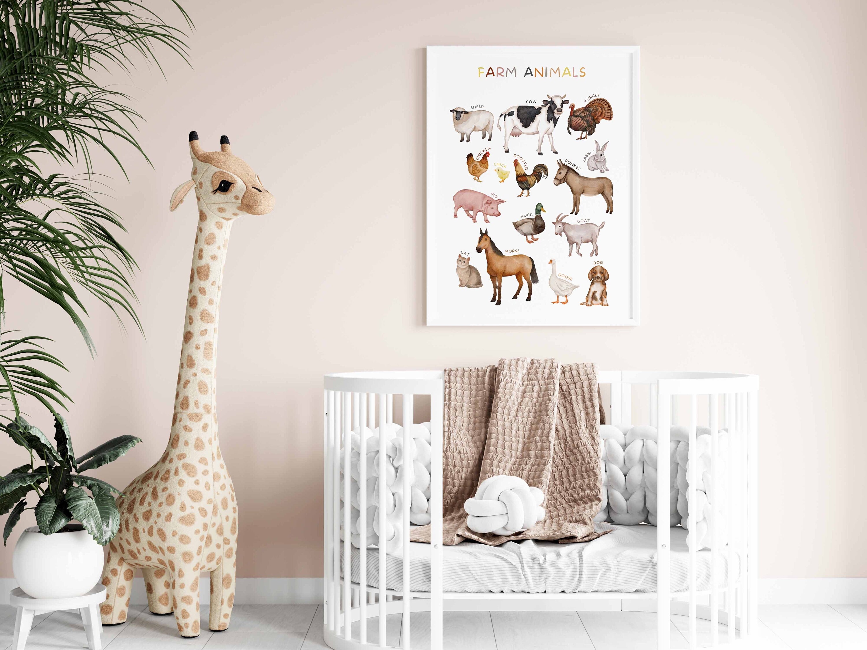 Farm Animals Poster, Kids Wall Decor, Educational Print, Playroom ...