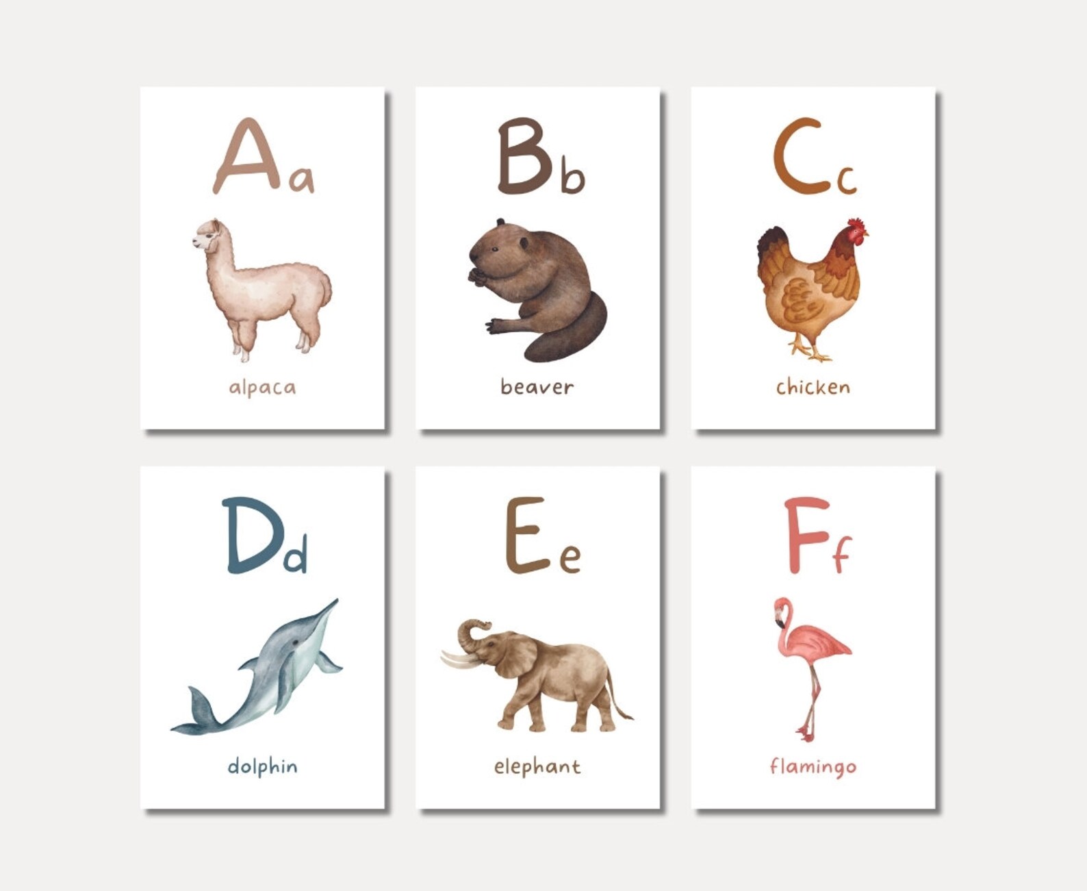 Printable Animal Alphabet Flash Cards, Classroom Decor, 26 Montessori ...