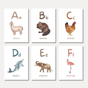 Printable Animal Alphabet Flash Cards, Classroom Decor, 26 Montessori ...