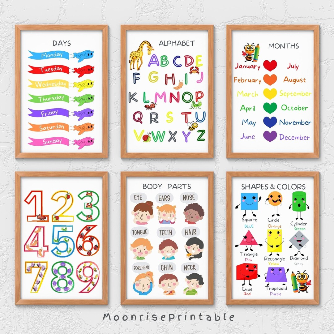 Set of 6 Educational Posters Classroom Decor Nursery Wall - Etsy