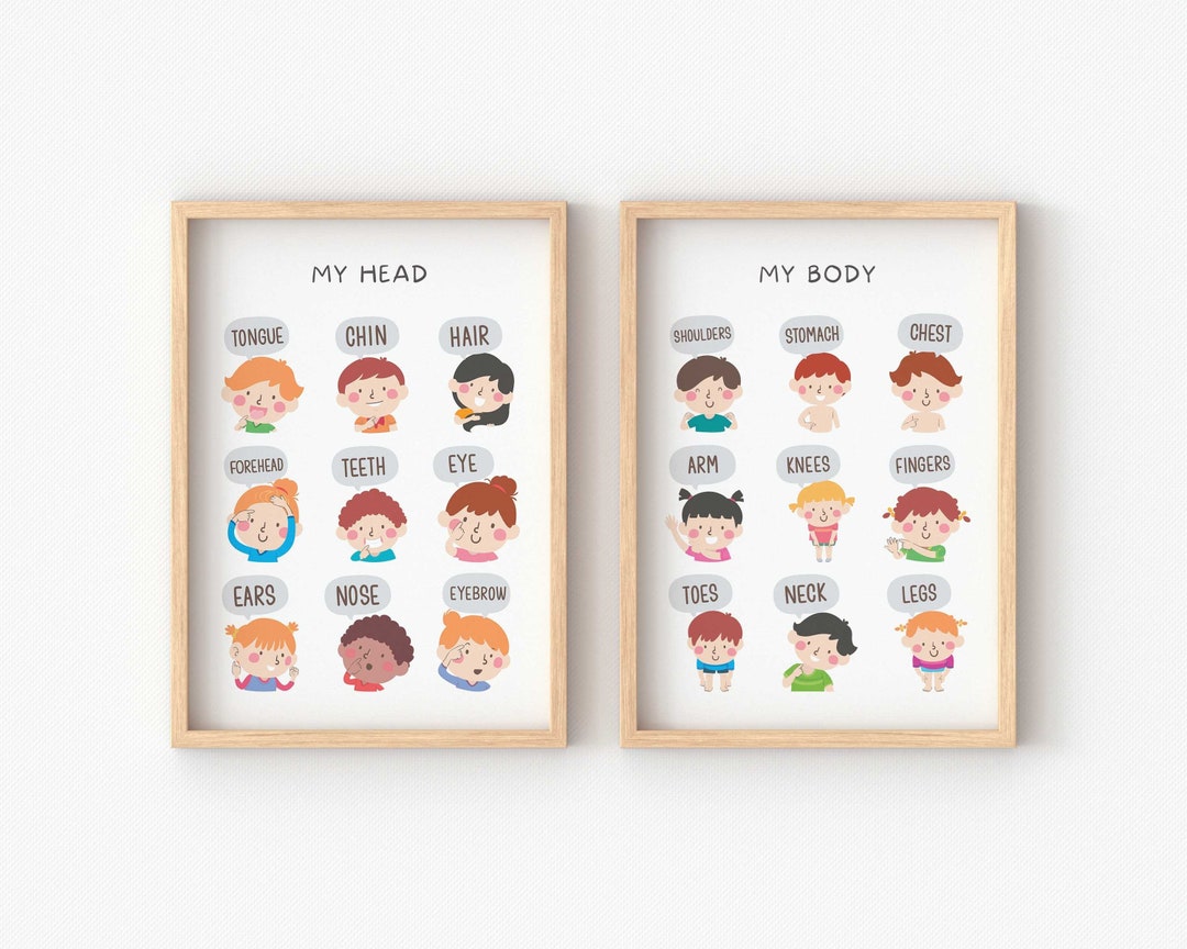 Body Parts Poster, Kids Wall Decor, Educational Print, Body Parts ...