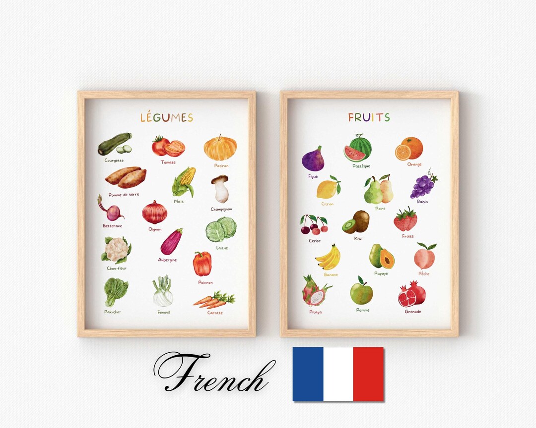 Fruits Vegetables Educational Posters French Edition, Set of 2 ...