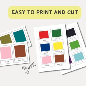 16 Color Cards, Montessori Flashcards, Pre-school Cards, Learning ...
