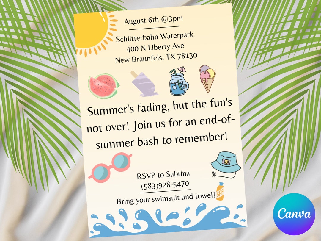 End of Summer Party Invitation End of Summer Party End of - Etsy