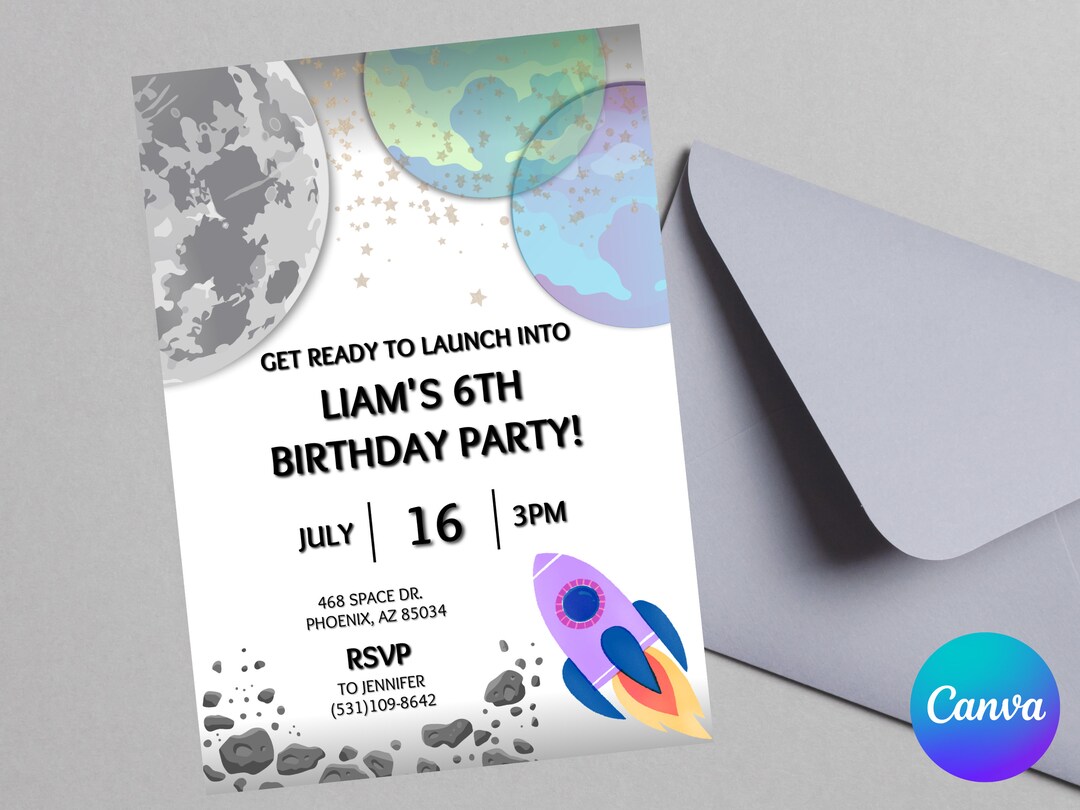 Outer Space Birthday Party Invitation Space Template Space Party Theme ...