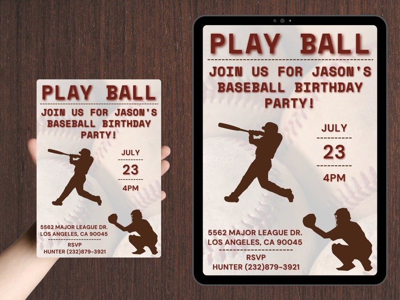 Baseball Themed Birthday Invitation Template Sports Birthday Invite Boy ...