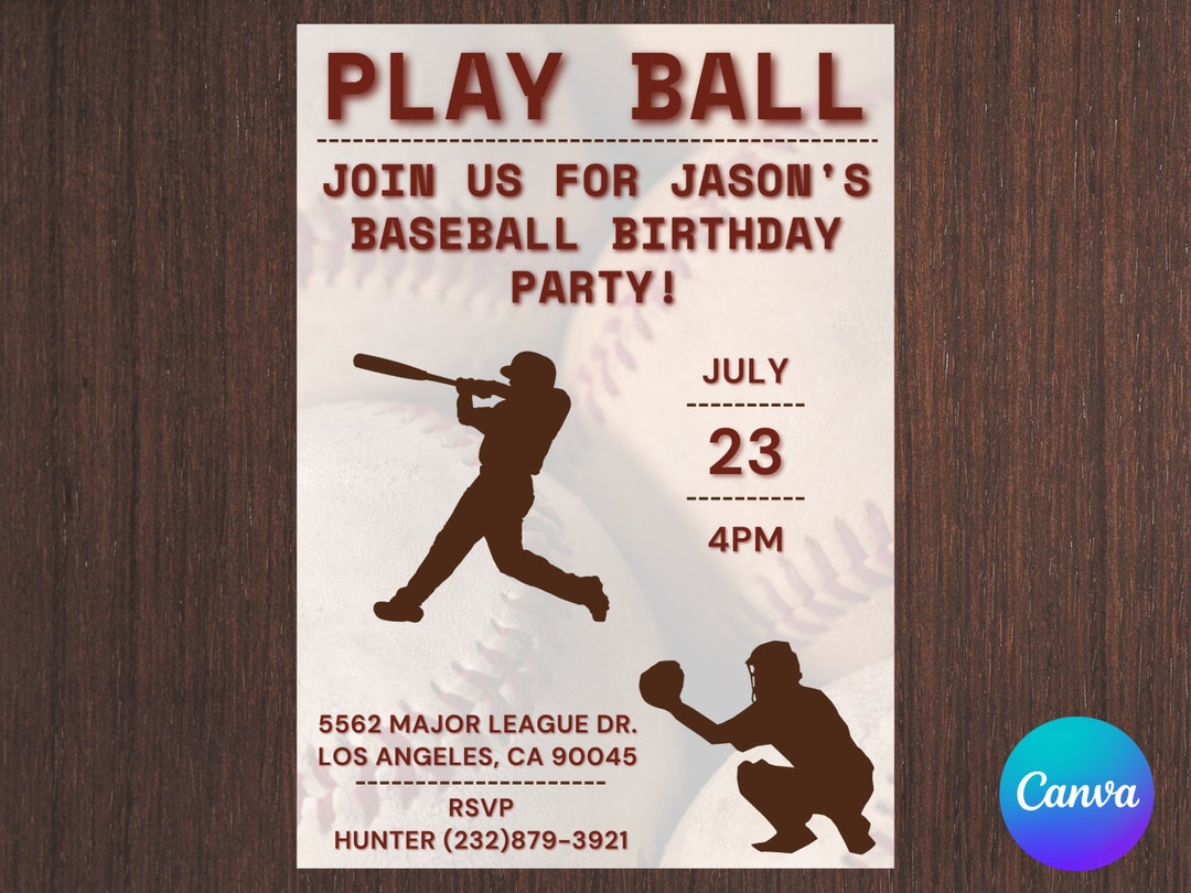 Baseball Themed Birthday Invitation Template Sports Birthday Invite Boy ...
