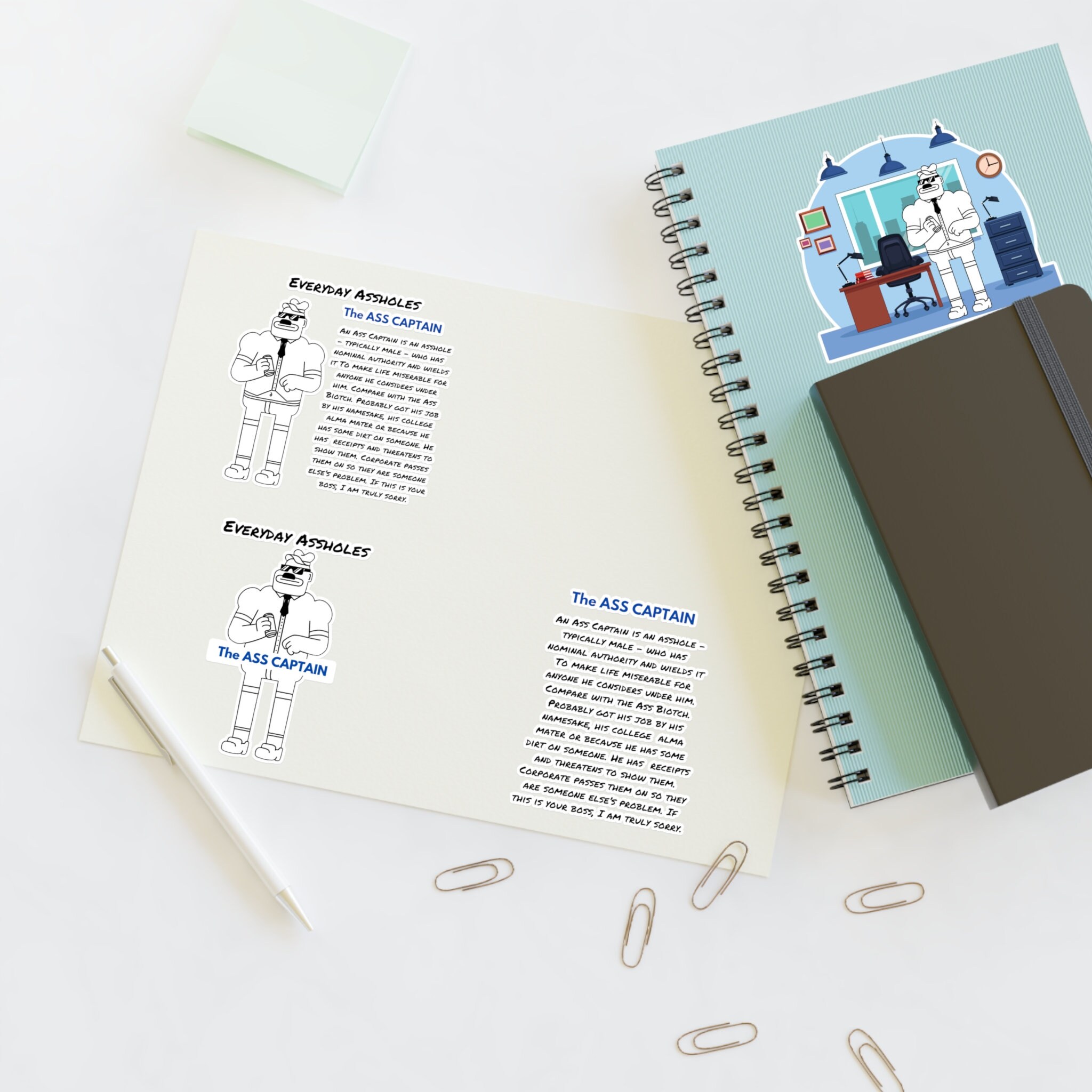 Funny Ass Captain Vinyl Sticker Sheets Funny Rude Gifts Home Office ...