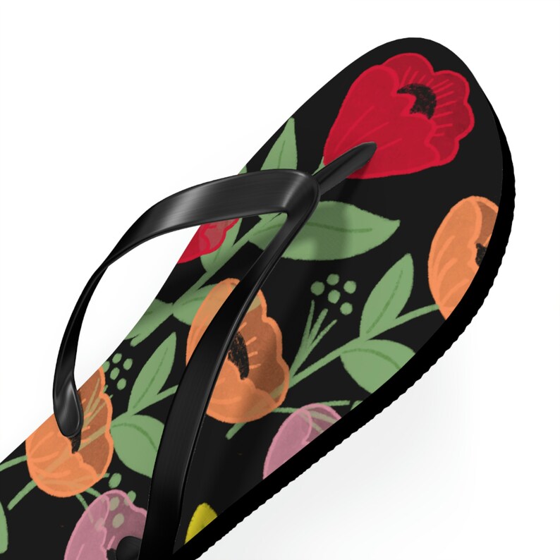Poppy Flip Flops Black Background - Etsy