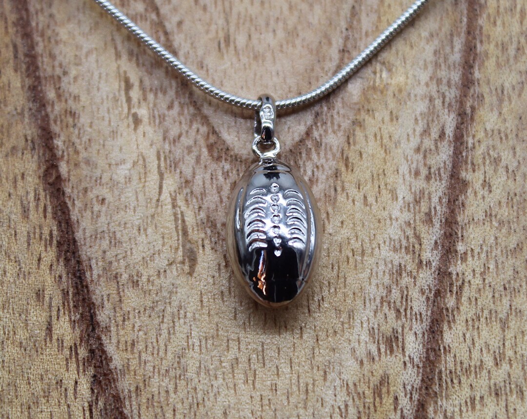 Silver Rugby Pendant, American Football, Snake Chain, Sport Necklace ...