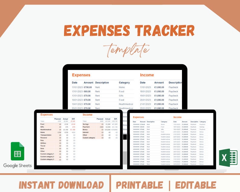 Expense Tracker Google Sheets Spreadsheet, Business Expense Tracker ...