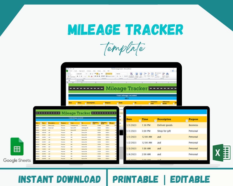 Mileage Tracking Spreadsheet Excel, Google Sheets, Mileage Tracker ...