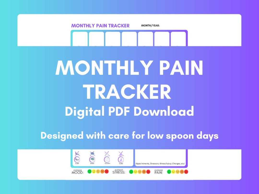 Monthly Pain Tracker Page | Chronic Symptom Illness Disability ...