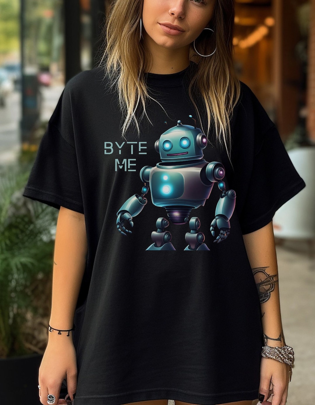 Funny Robot Tshirt, Robot Themed Apparel, BYTE ME Tshirt, Funny Saying ...