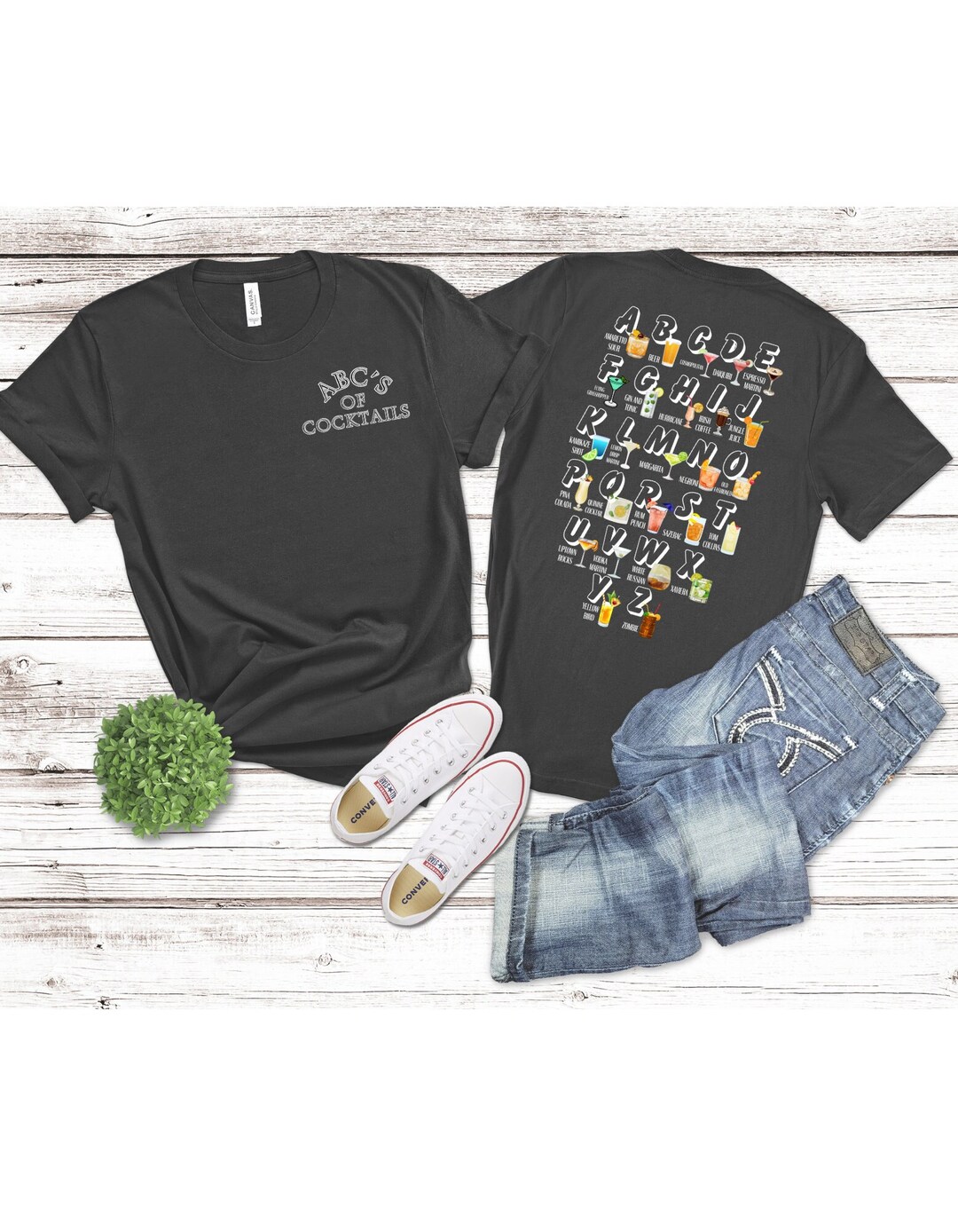 A-Z Cocktail T-shirt, Alphabet Cocktail Shirt, Alcoholic Drinks Tee ...