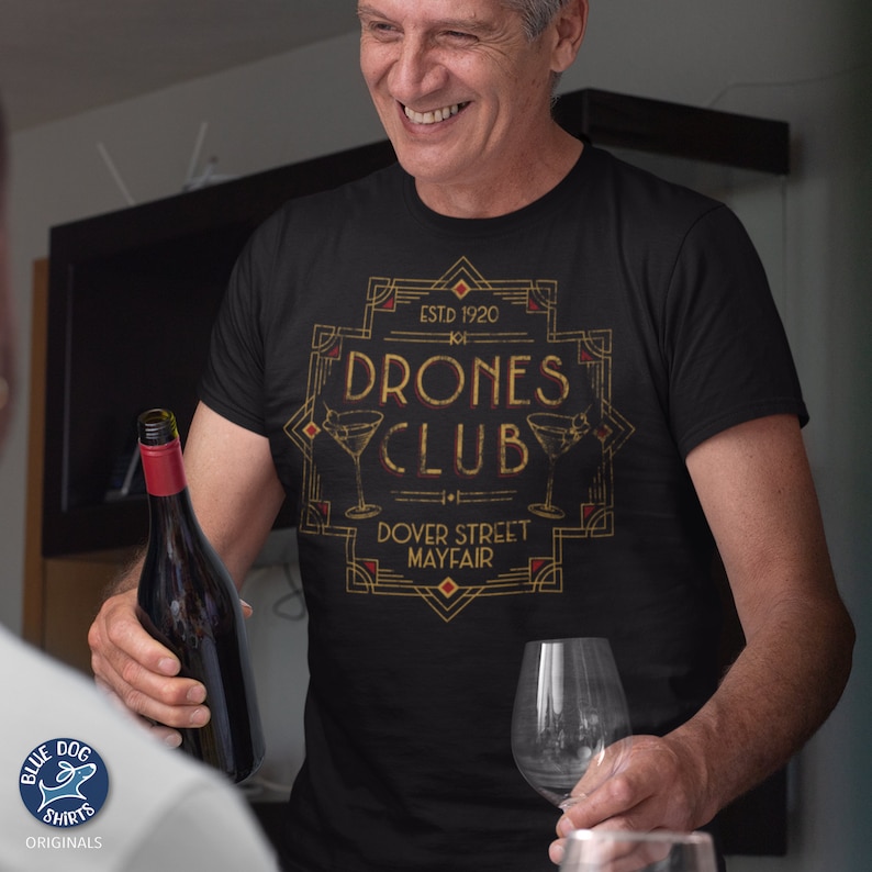 The Drones Club Wodehouse Worn Look T-shirt | Wooster Jeeves Art Deco ...