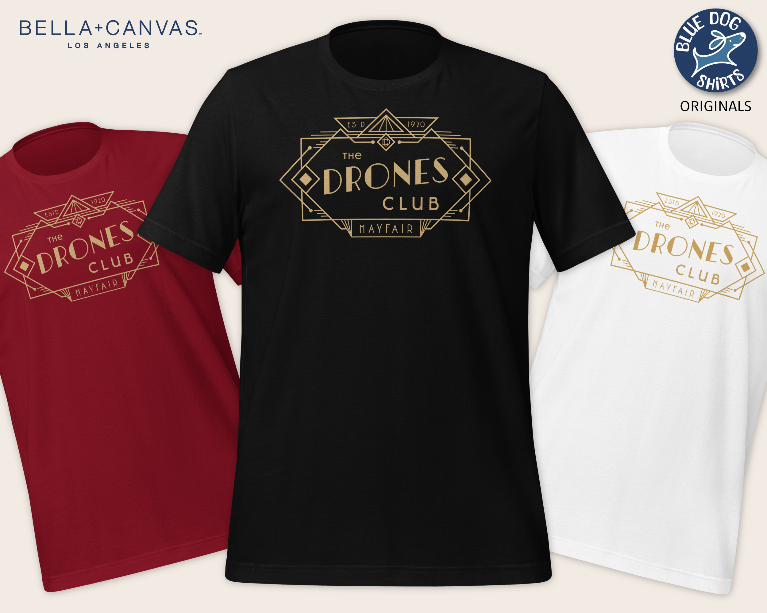The Drones Club Art Deco T-shirt | Original Wodehouse Design Shirt ...