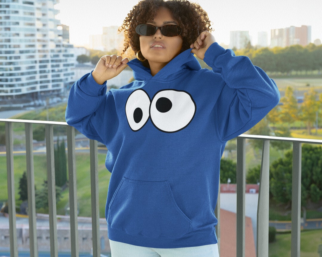 Blue Goggly Eyes Hoodie Googly Monster Eye Funny Cross Eyes Unique ...