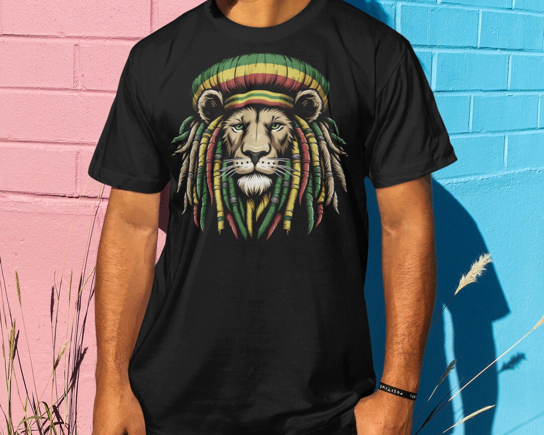 Reggae Lion T-shirt | Rastafarian Shirt | Lion of Judah Tee | Dread ...
