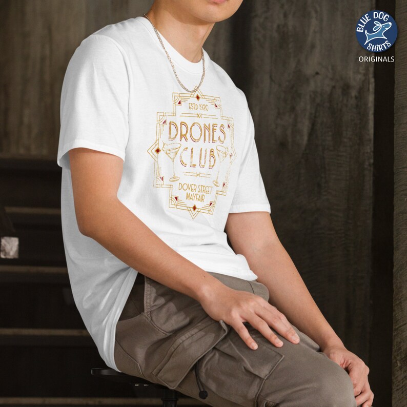The Drones Club Wodehouse Worn Look T-shirt | Wooster Jeeves Art Deco ...