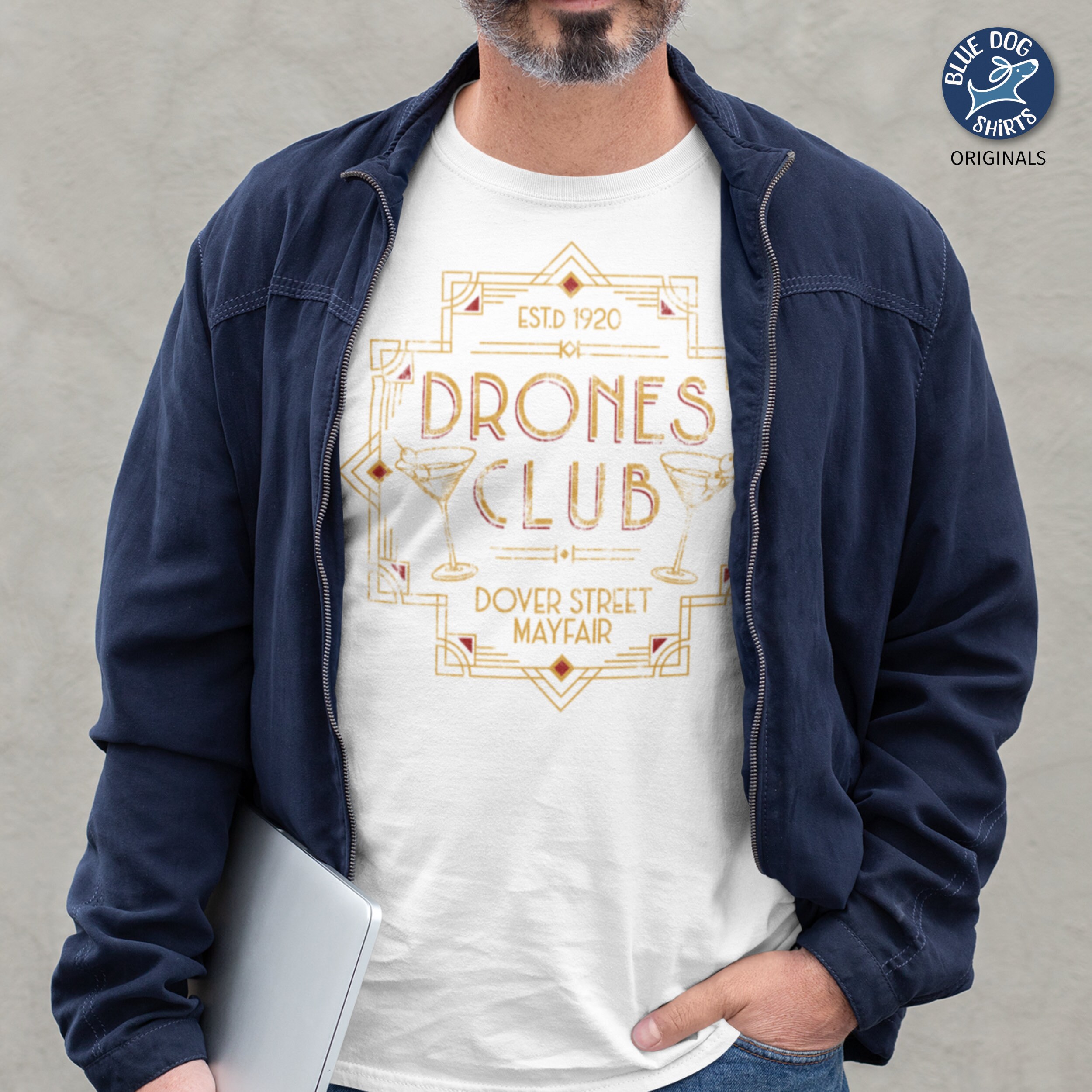 The Drones Club Wodehouse Worn Look T-shirt | Wooster Jeeves Art Deco ...