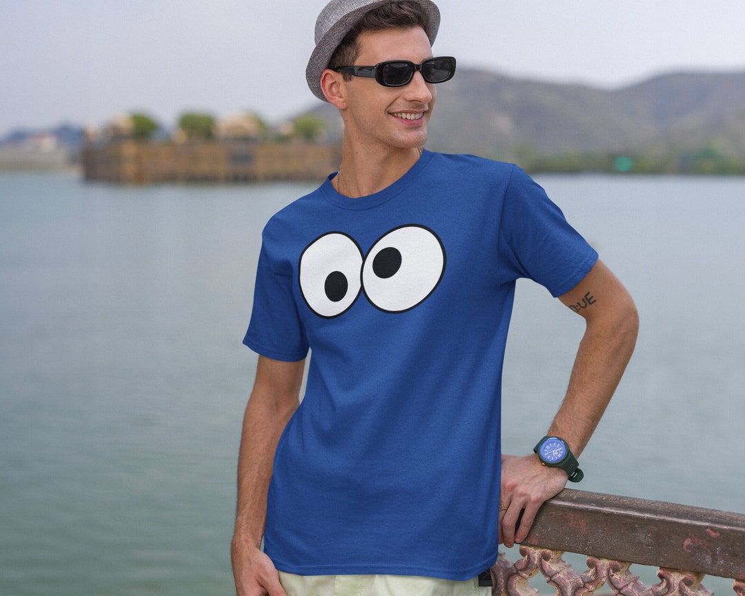 Blue Googly Eyes T-shirt Vibrant Blue Cotton Tee With Playful Comedy ...