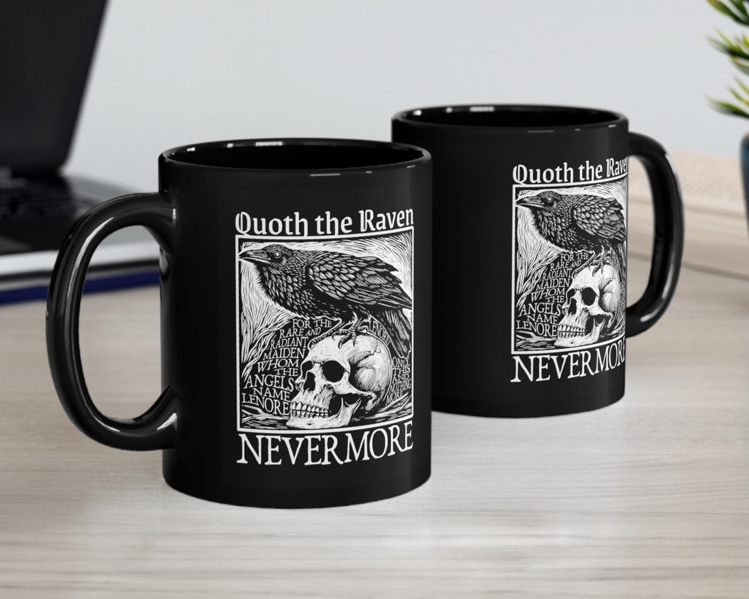 Edgar Allan Poe Raven Skull Mug | Quoth the Raven Nevermore | Gothic ...