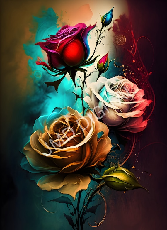 Colorful Rose Painting