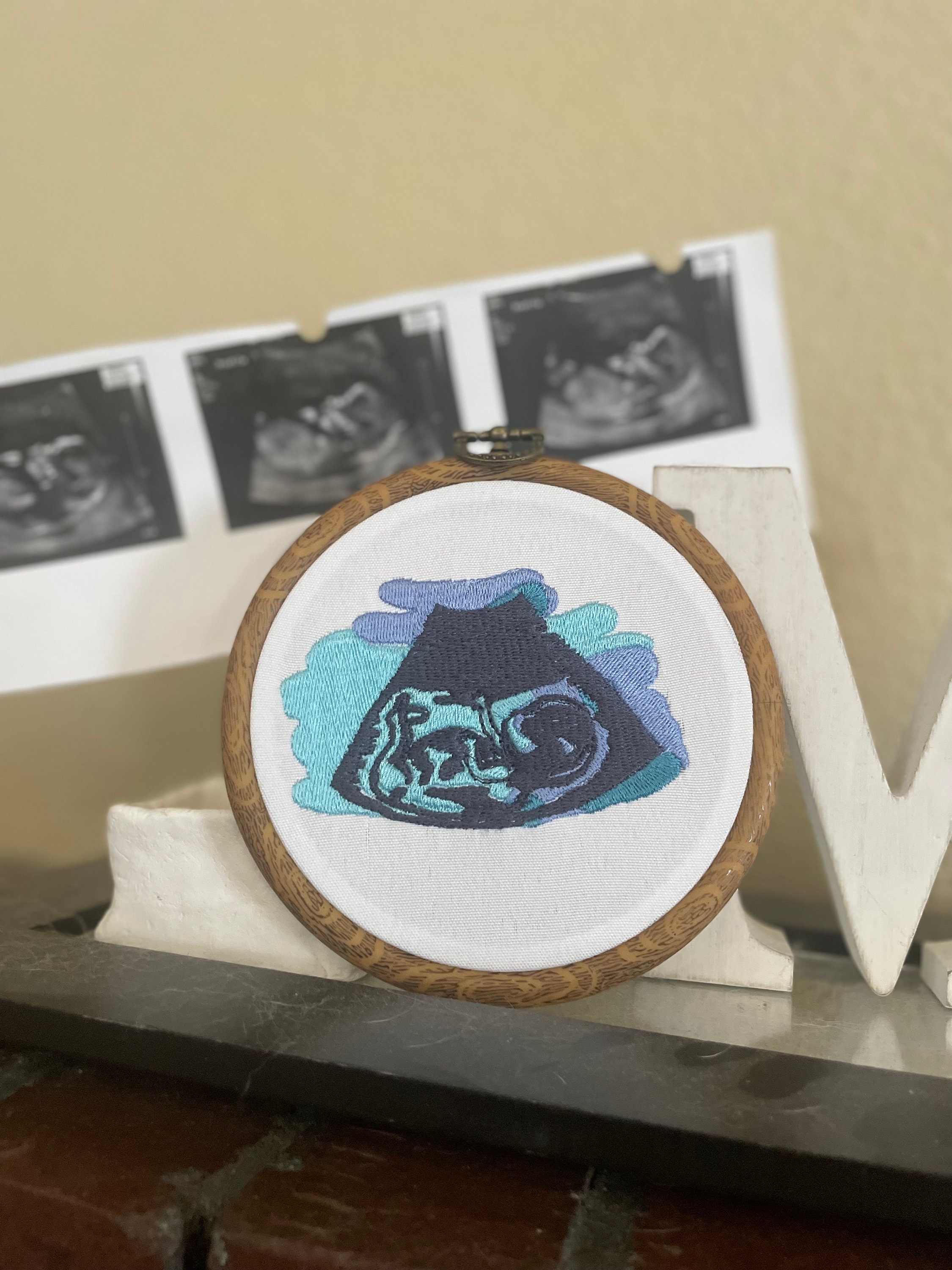 Machine Embroidered Baby Ultrasound Sonogram Keepsake, Gifts for Moms ...
