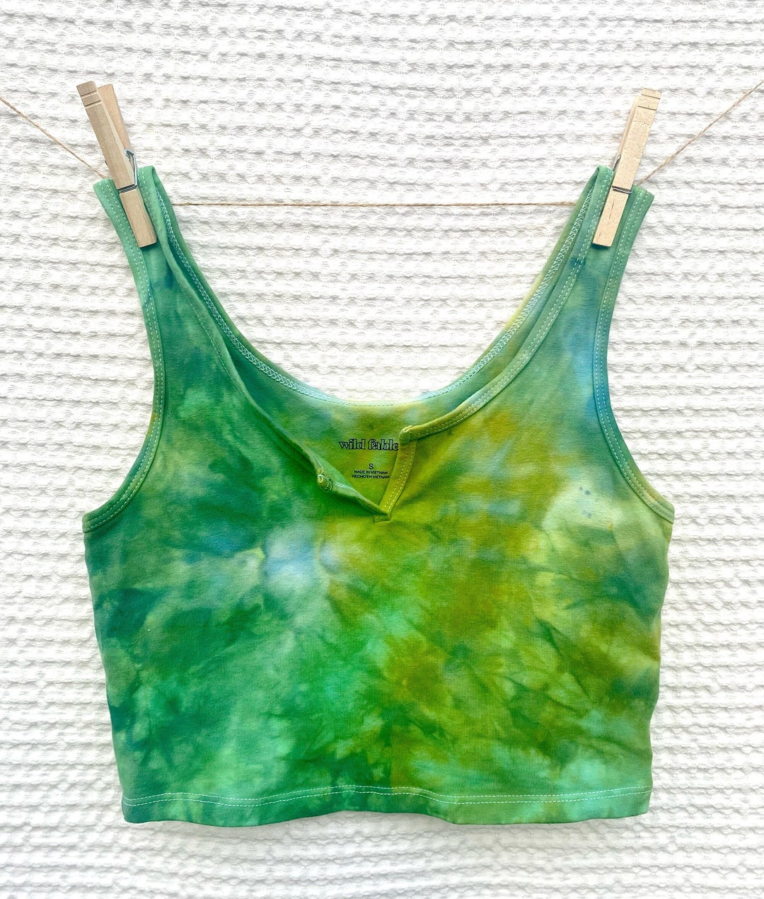 Women's Fitted Crop Tank, Festival Wear, Tie Dye, Earth Tones, Ice Dye ...
