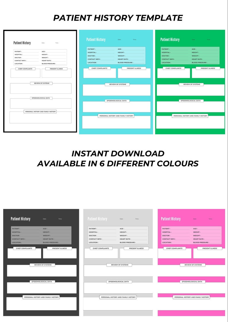 Patient History Taking Template - Study Template for Medical Students ...