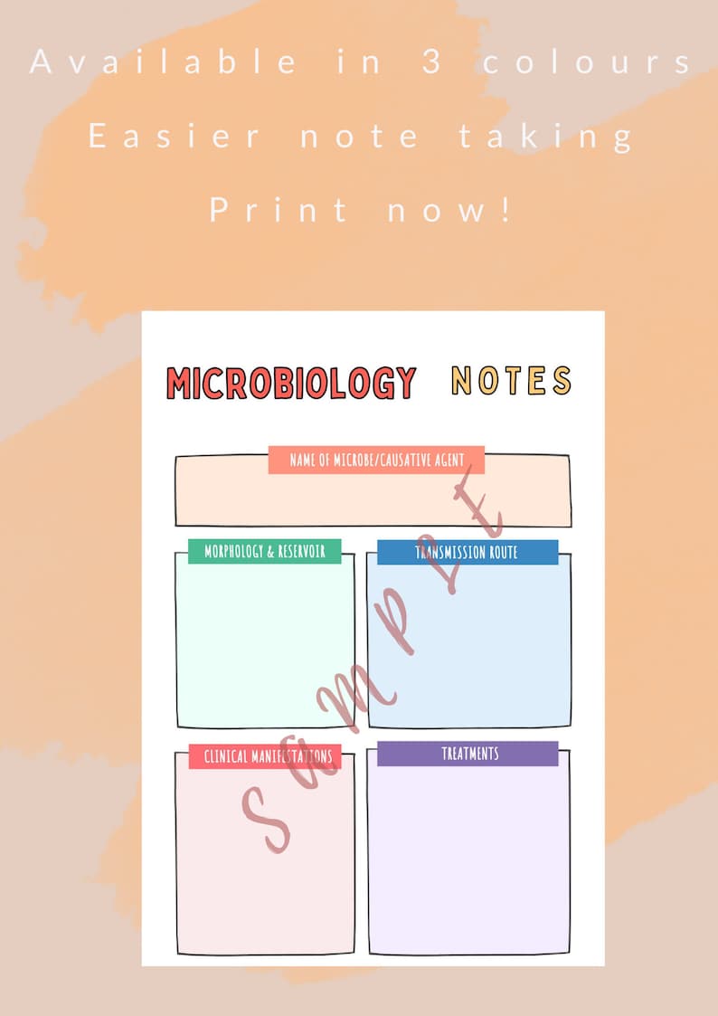 Microbiology Note Template - Study Template for Medical & Nursing ...