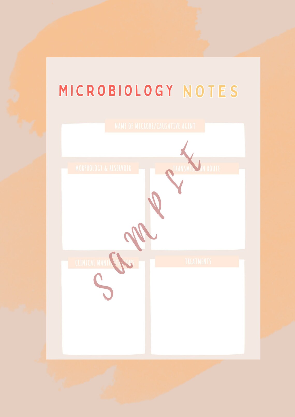 Microbiology Note Template - Study Template for Medical & Nursing ...