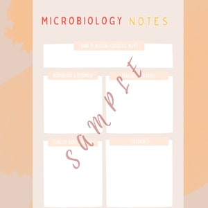 Microbiology Note Template - Study Template for Medical & Nursing ...