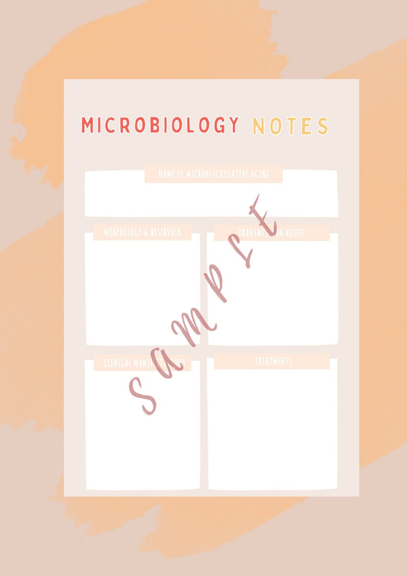 Microbiology Note Template - Study Template for Medical & Nursing ...