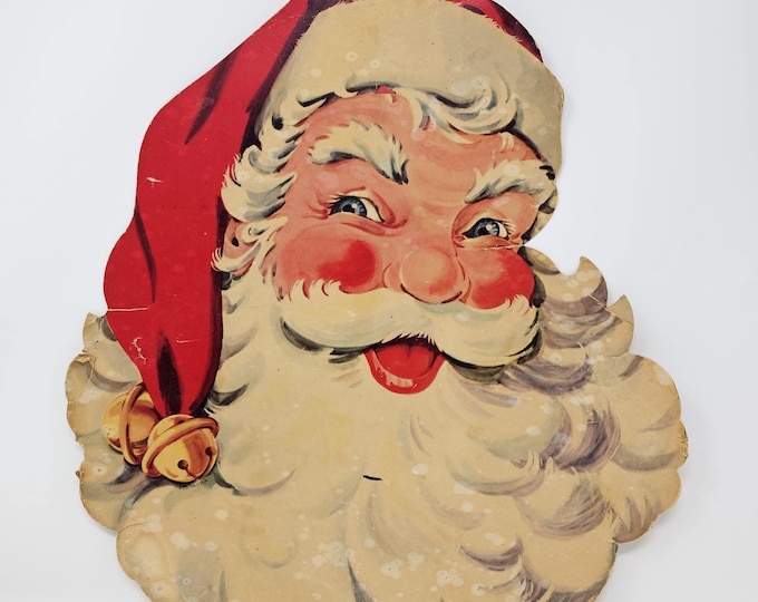 Large SANTA Face Die Cut / 1950s Kitschy Santa - Etsy