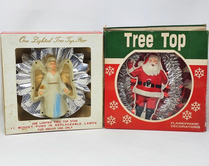 Vintage 1940s 1950s Mid Century Angel and Santa Tree Toppers ...