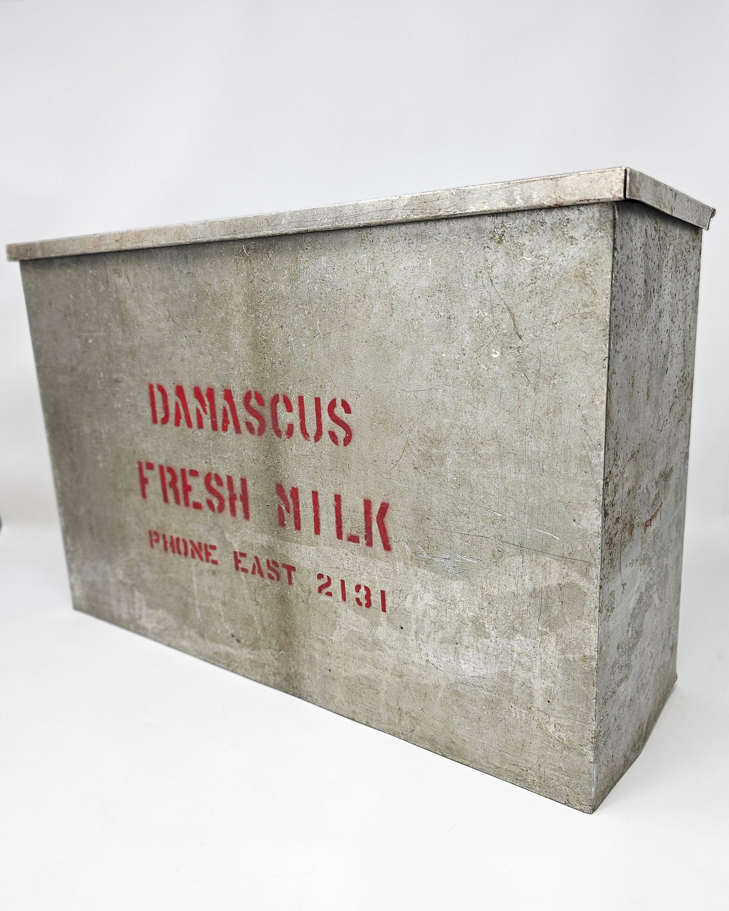 Vintage 1950s Galvanized Milk Bottle Box / Rustic Advertising / French ...