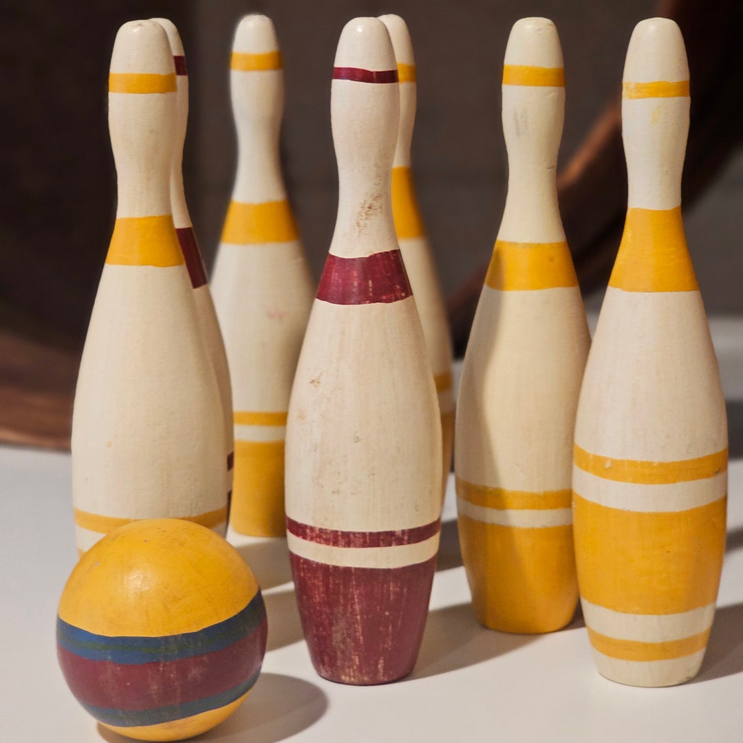Solid Wood Miniature Bowling Pins / Room Decor / Primitive Folk Art - Etsy