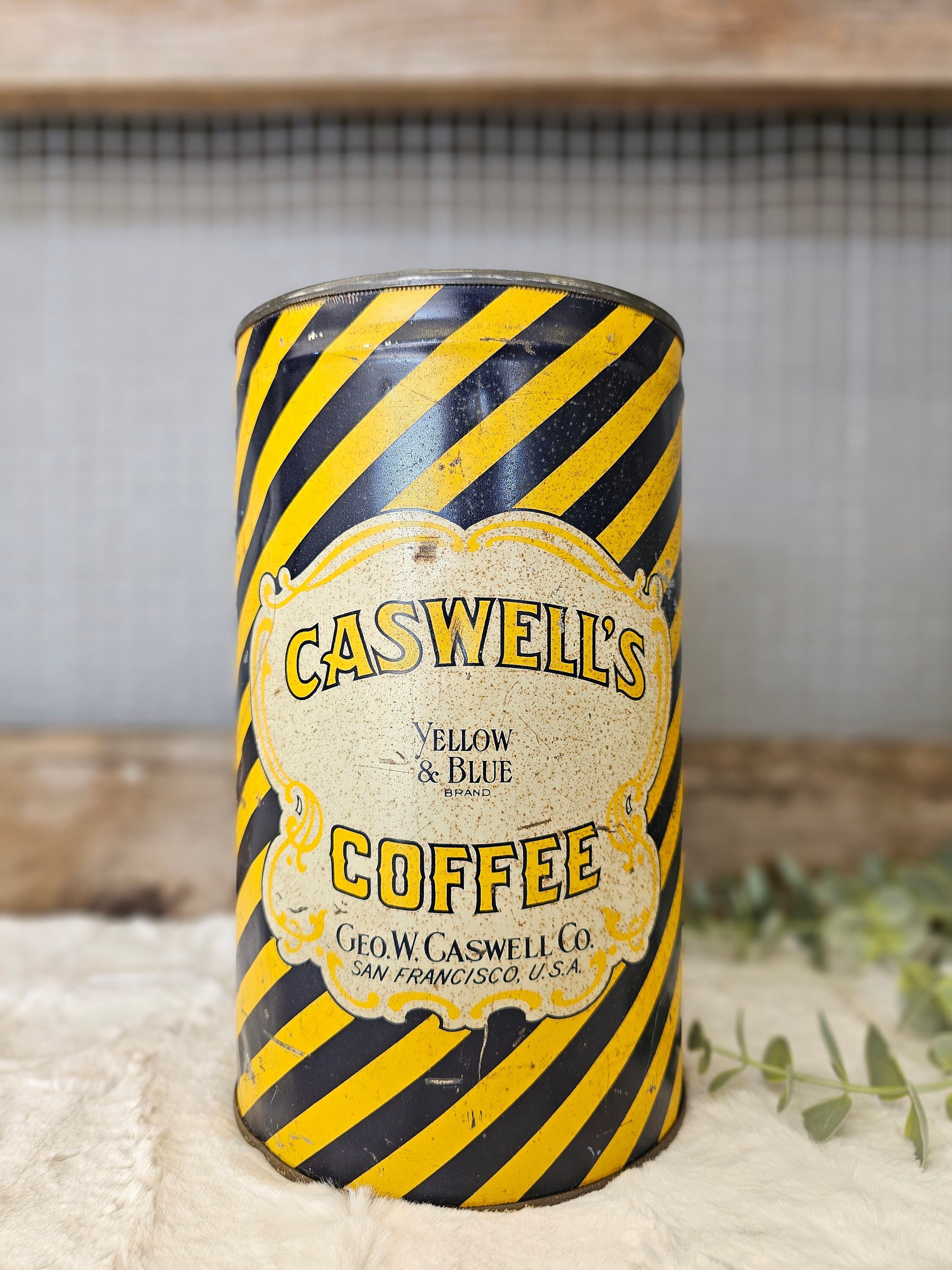 1924 Caswell Coffee Tin / Advertising Tin / Collectible Tin / - Etsy