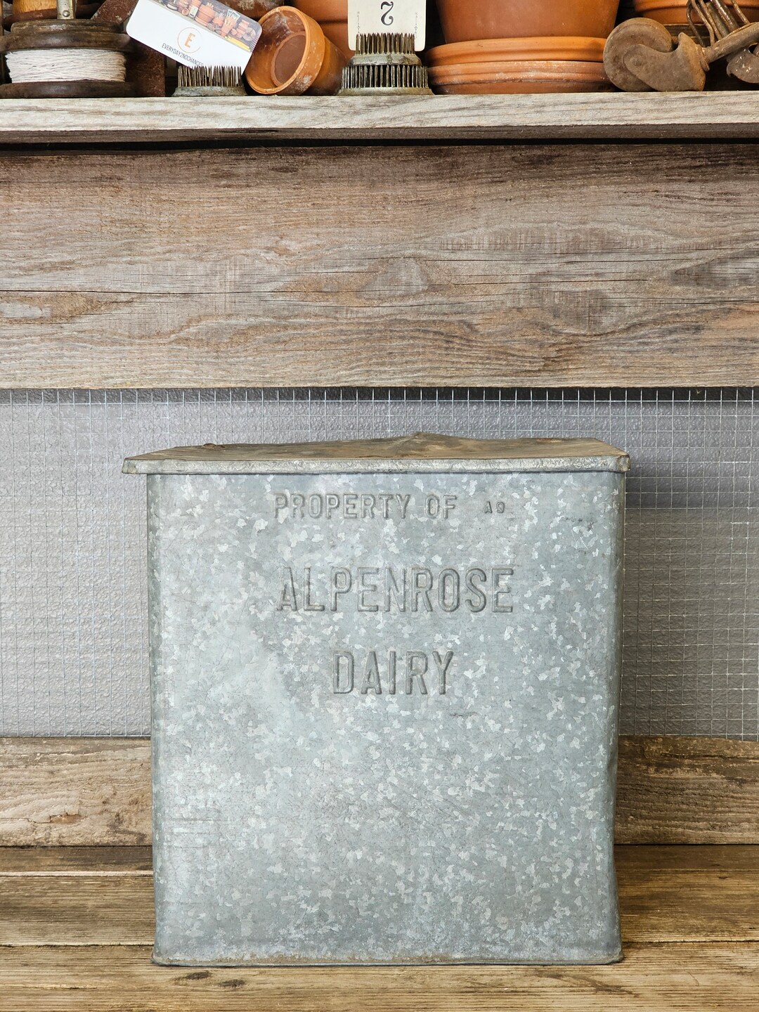 Vintage Alpenrose Dairy Galvanized Milk Box / Rustic Advertising ...