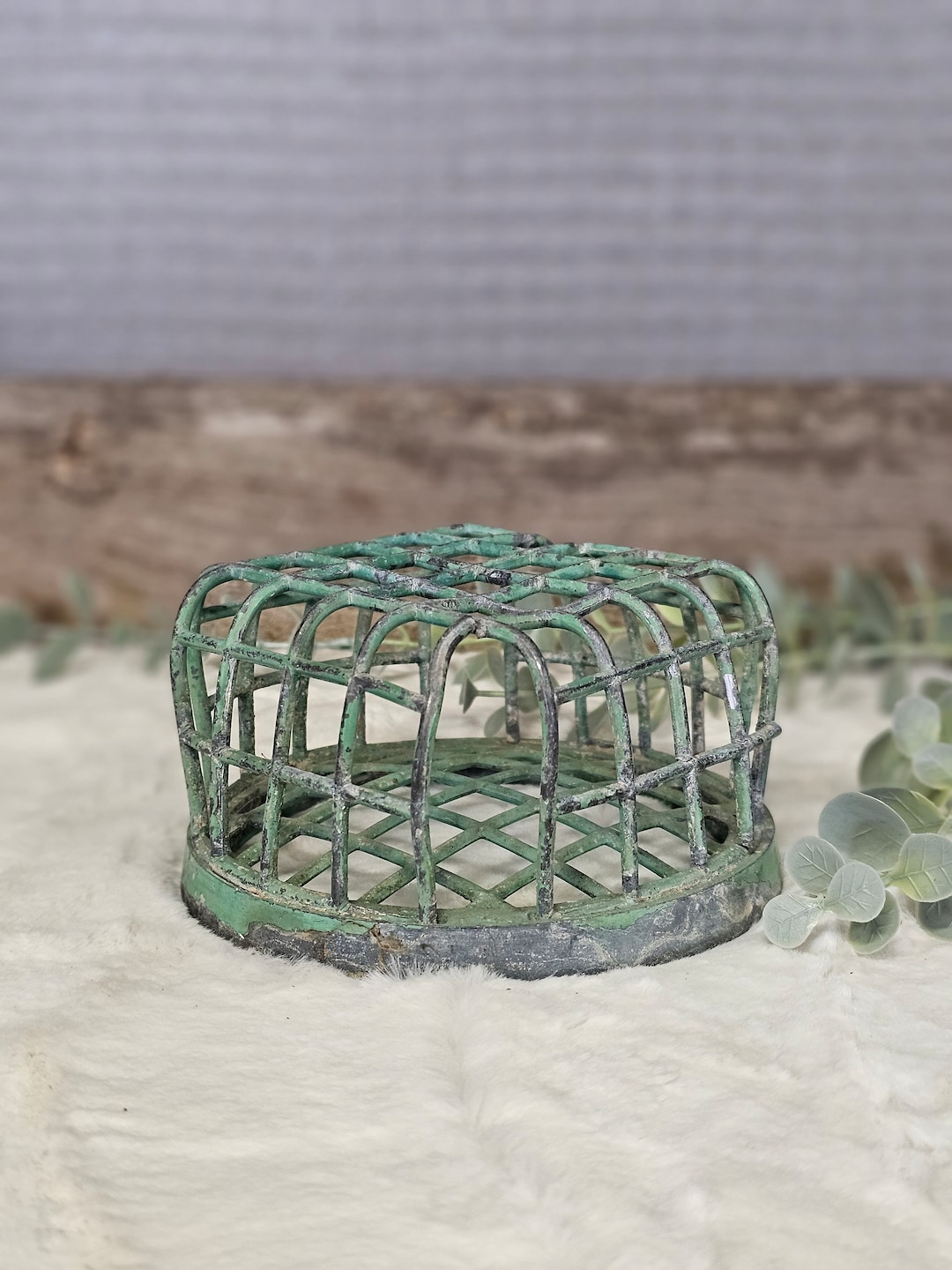 Vintage XL Green Metal Flower Frog Dome / Floral Arrangement / Home ...