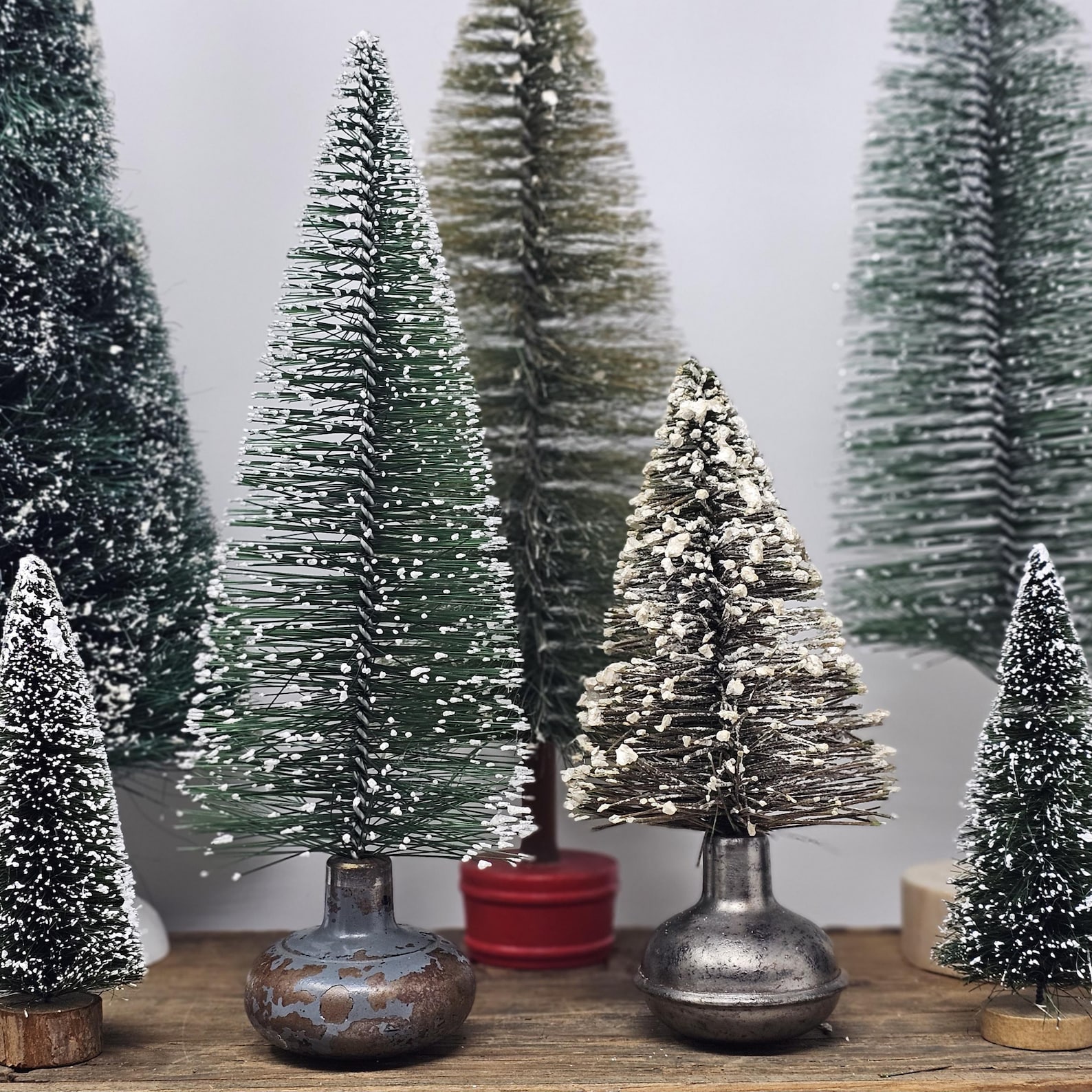 Vintage Metal Door Knobs / Bottle Brush Tree Holders - Etsy